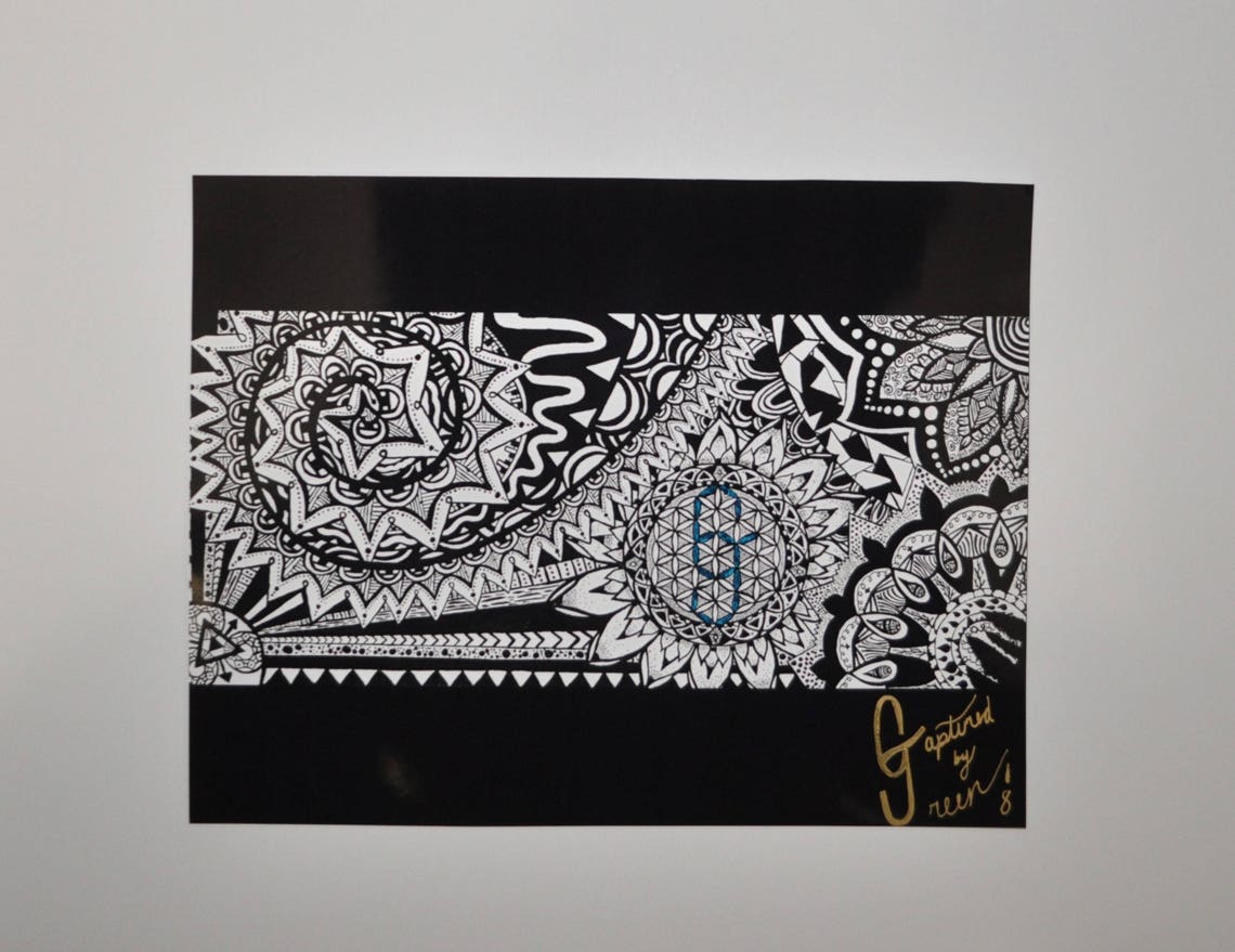 Original Zentangle Sacred Geometry Mandala 11x14 Art Photo Print ...