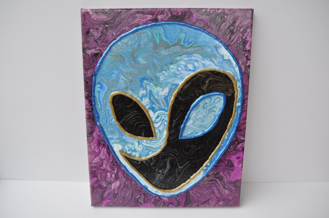 YIN YANG ALIEN Original Abstract Acrylic Fluid Pour Painting - Etsy