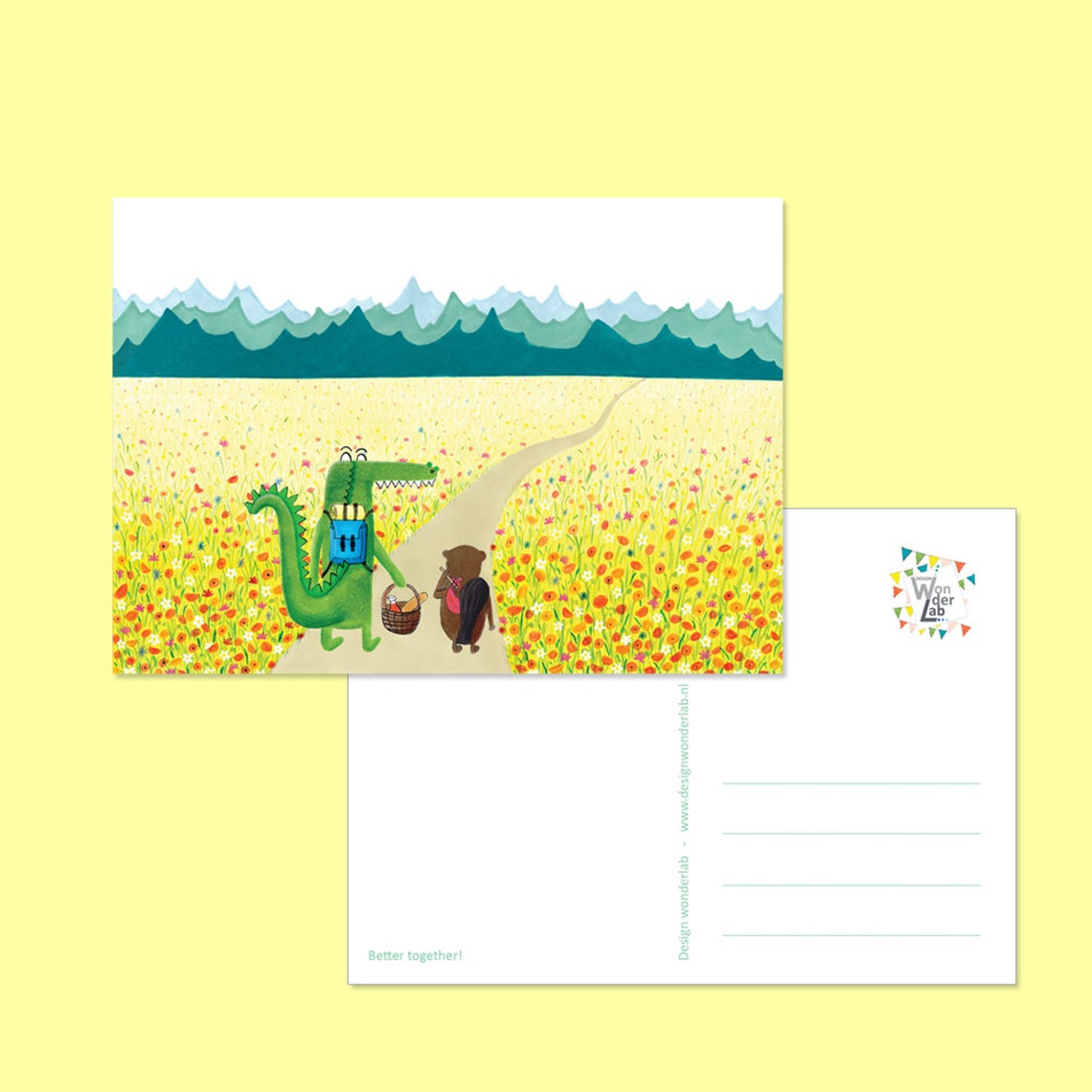 Set of 5 Postcards - Cute Animal Illustration Greeting Cards for Kids ...