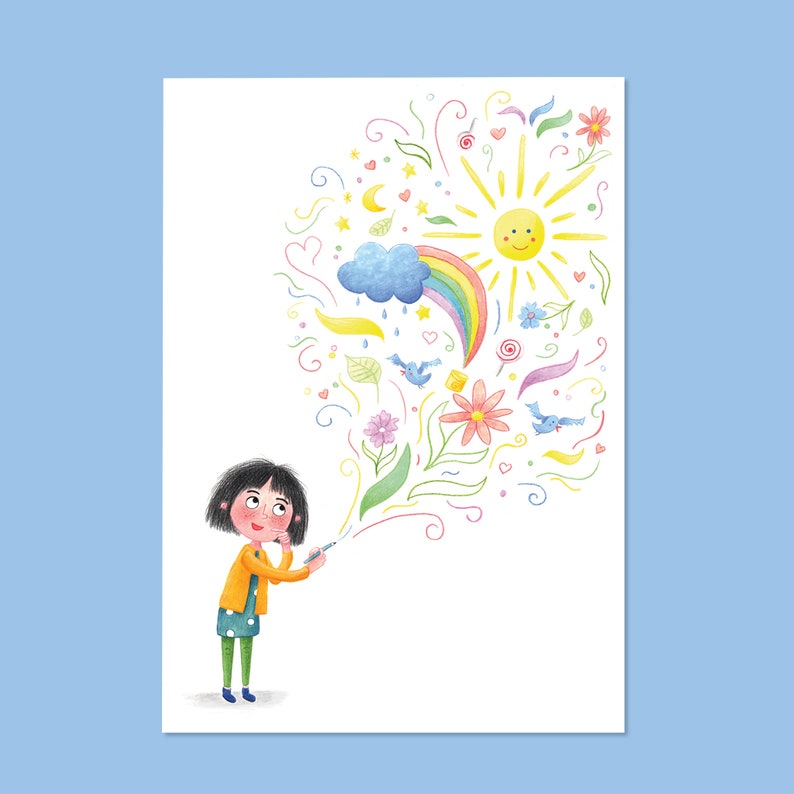 Imagine Poster A4 About Imagination Gift for Girls Cute | Etsy