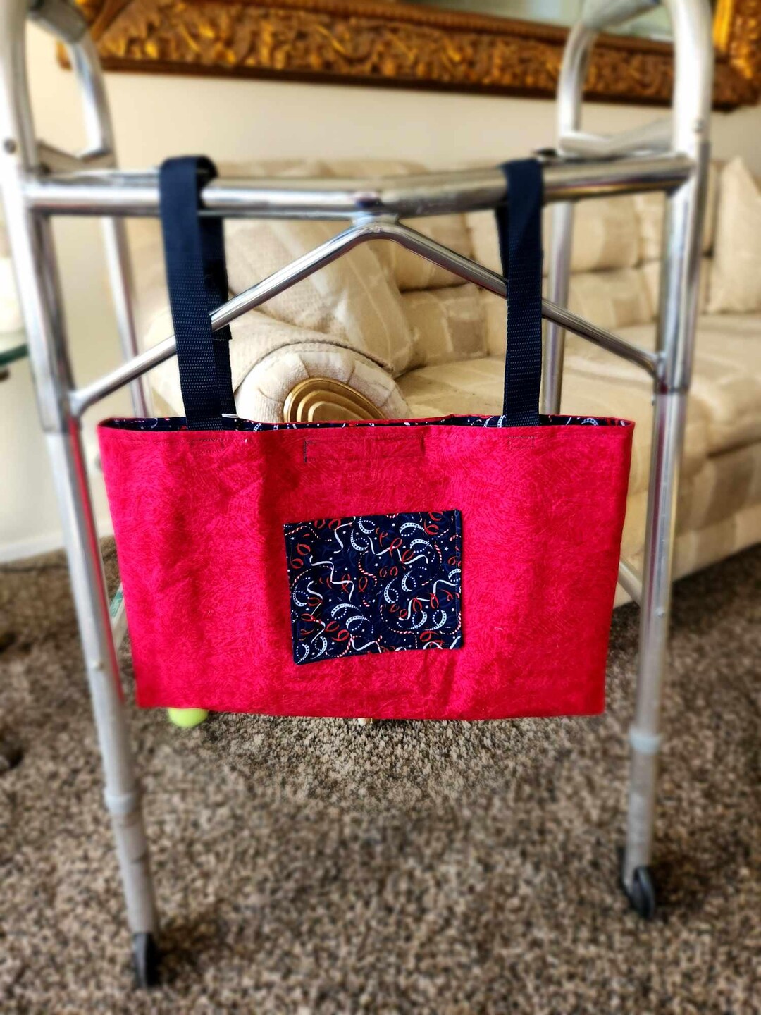 Walker Tote With Pockets Inside and Out Patriotic Themed Handmade Lined ...