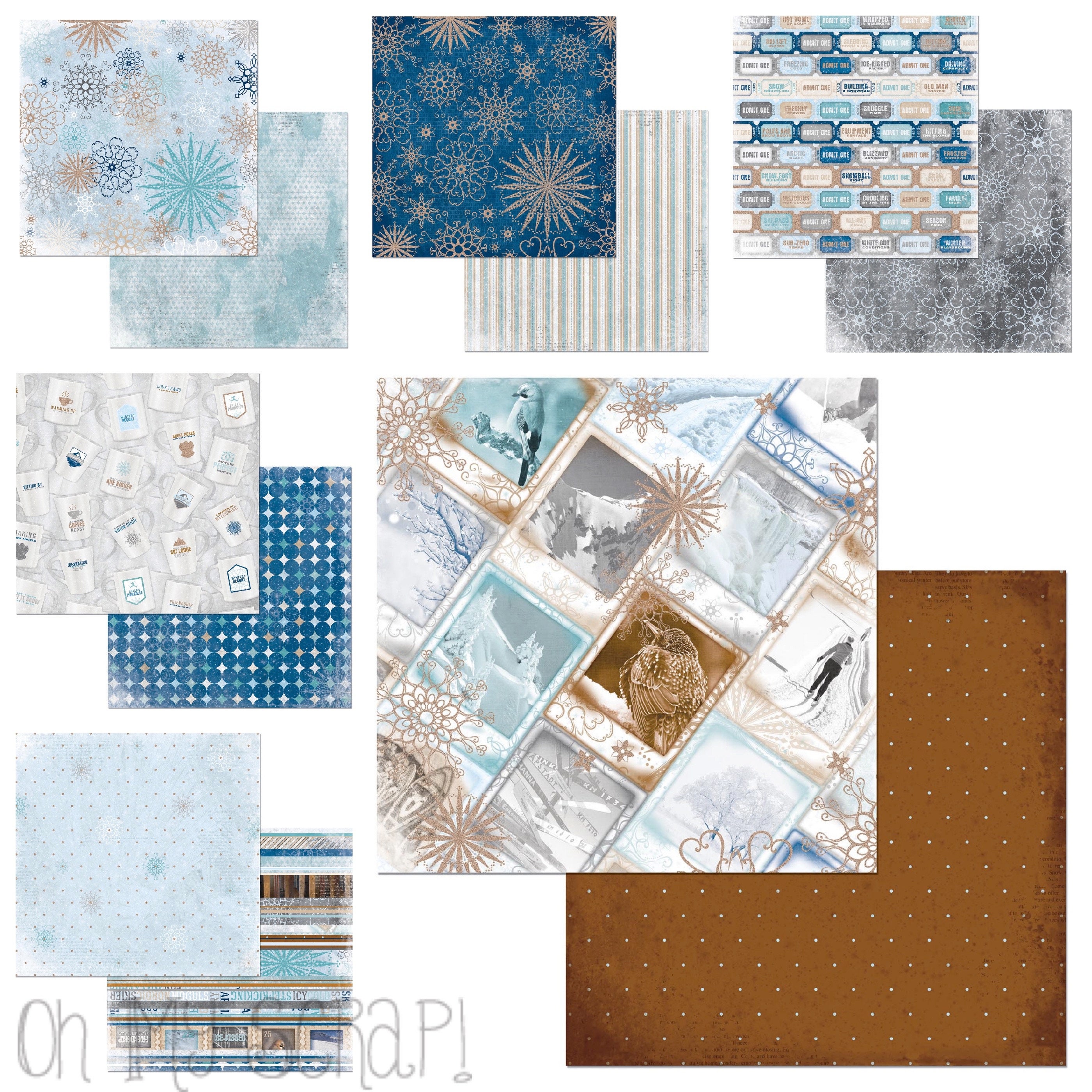 Bo Bunny - Whiteout 12x12 Paper Pack (12 Sheets) and Noteworthy Die ...