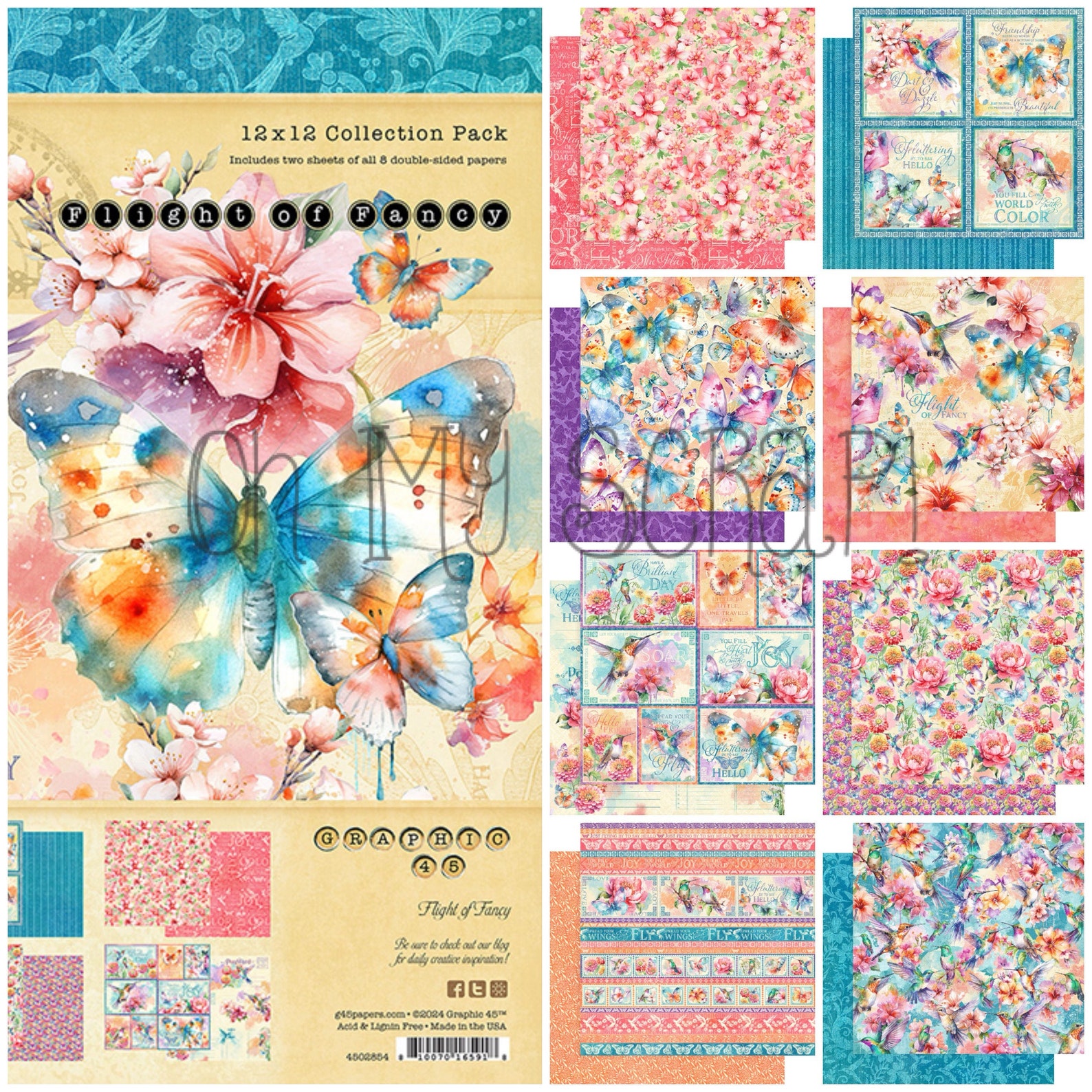 Graphic 45 - Flight of Fancy 12x12 Collection Paper Pack - 8x8 Paper ...