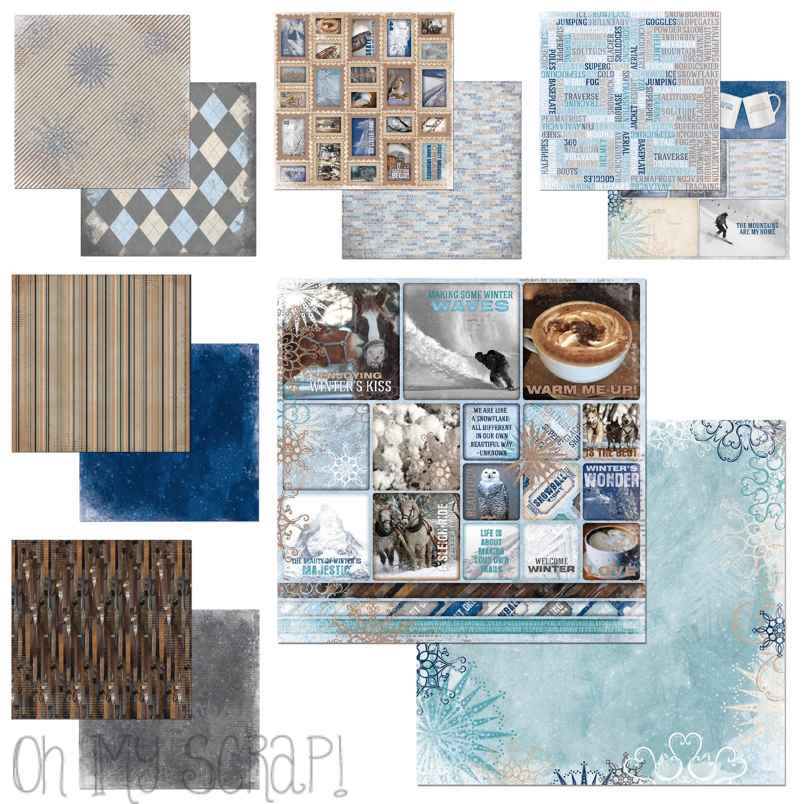 Bo Bunny - Whiteout 12x12 Paper Pack (12 Sheets) and Noteworthy Die ...