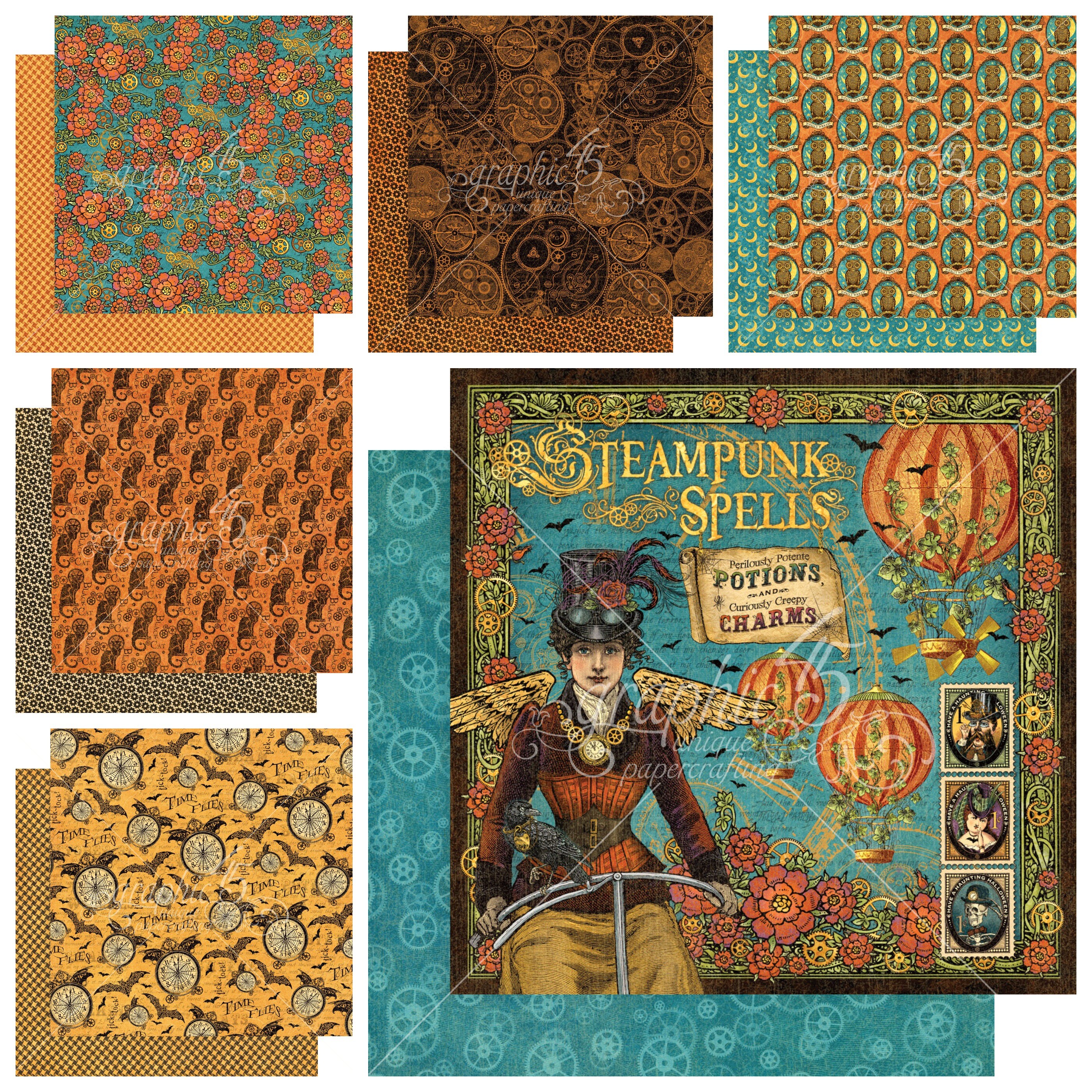 Graphic 45 - Steampunk Spells 12x12 Paper Set, 8x8 Paper Pad, or 8x8 ...