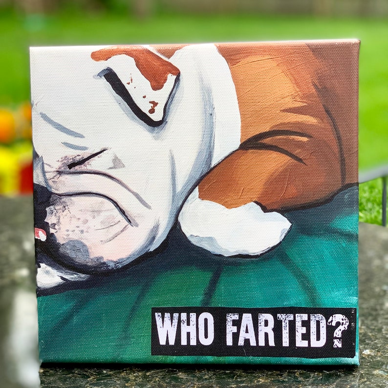 English Bulldog - Canvas Art Print - "who Farted?" - Etsy