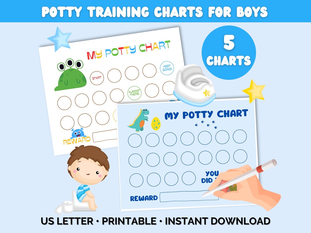 Potty Training Charts Printable, Potty Training Sticker Chart for Kids ...