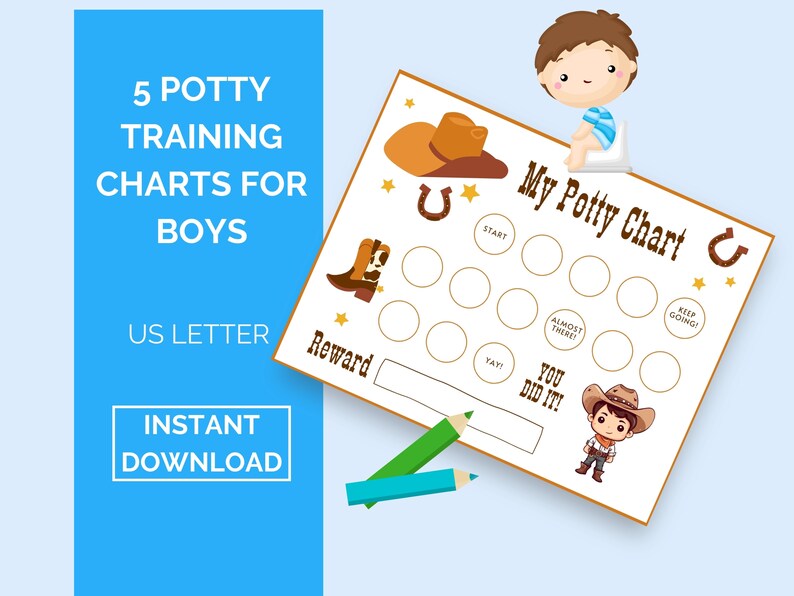 Potty Training Charts Printable, Potty Training Sticker Chart for Kids ...