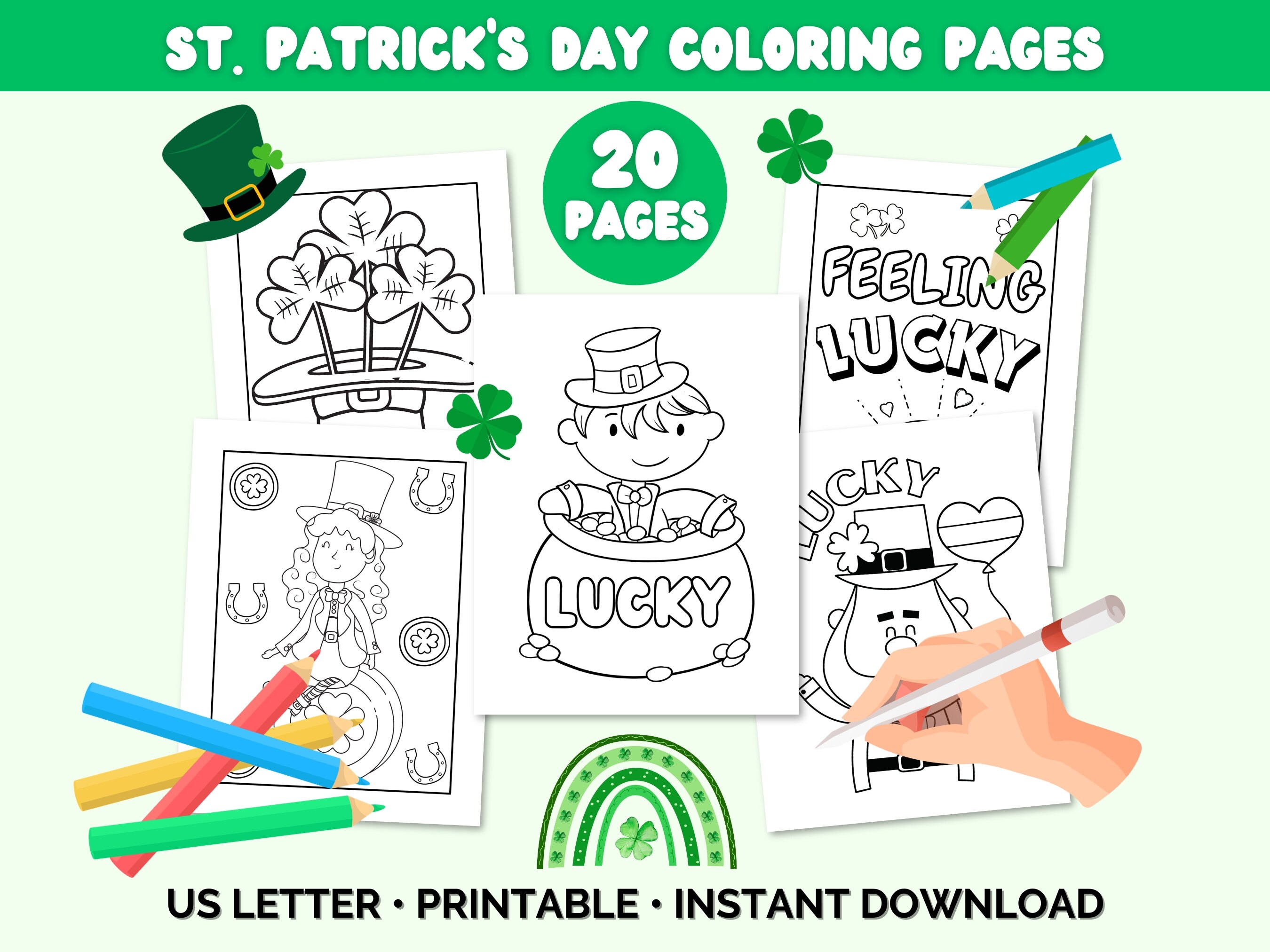 Printable St Patricks Day Coloring Pages for Kids, St Patricks Day ...