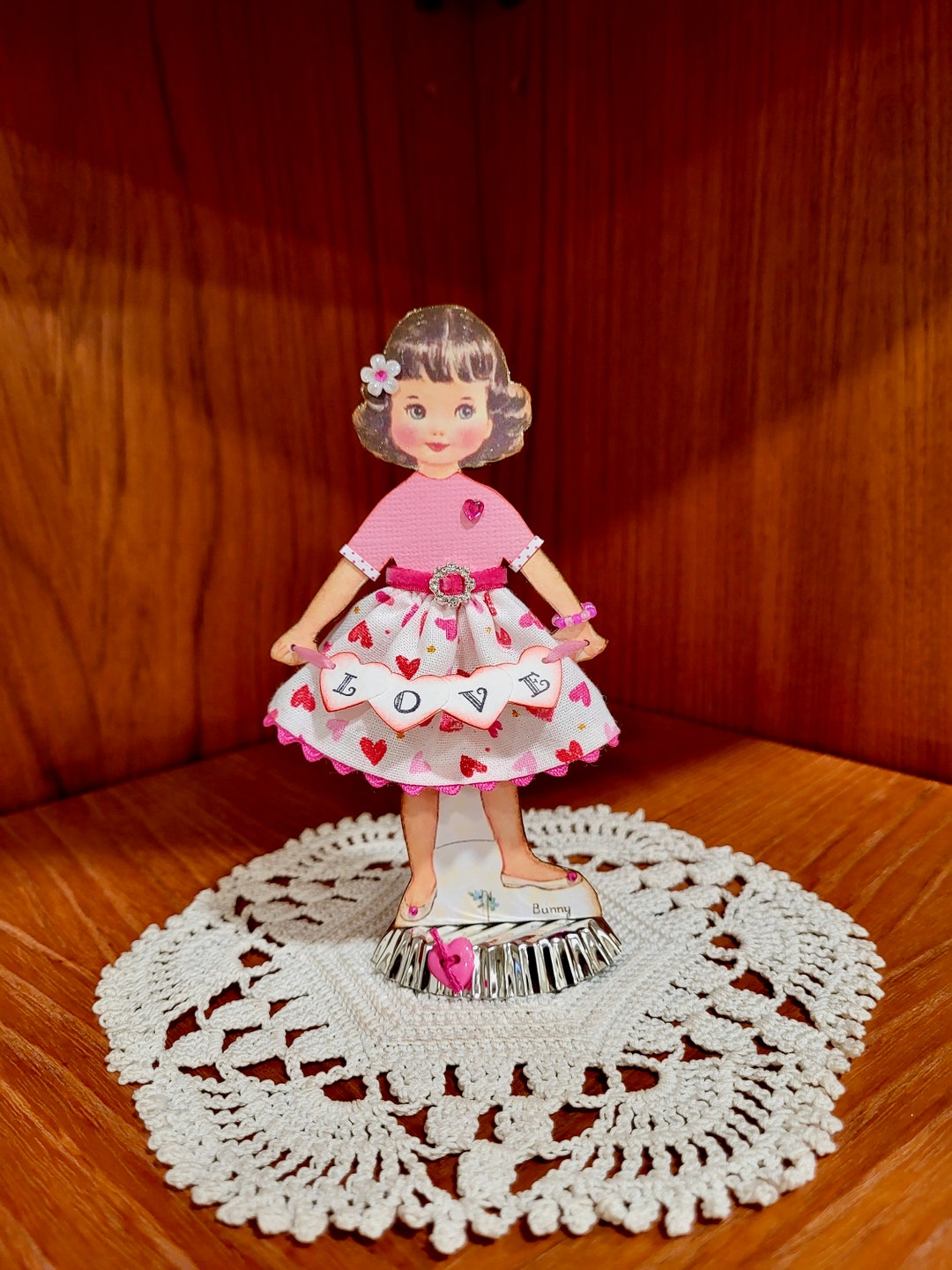 Valentine Paper Doll, Handmade Paper Doll, Valentine Tart Tin ...