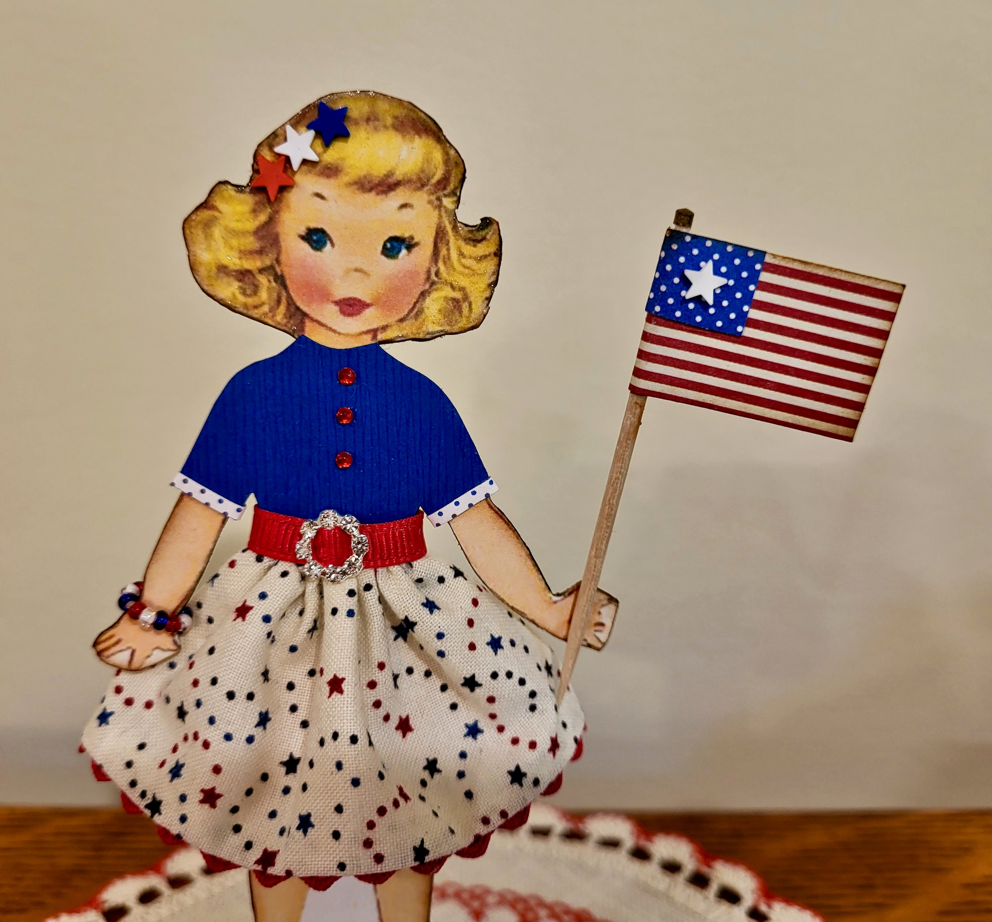 Handmade Patriotic Paper Doll Fourth of July Paper Doll | Etsy