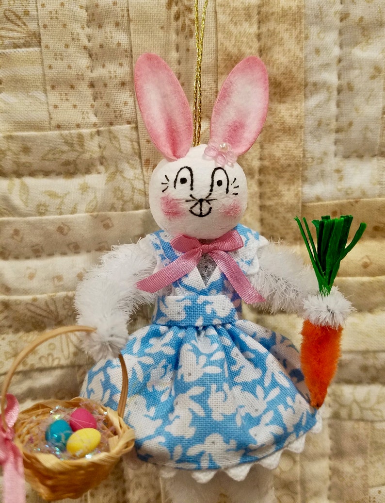 Bump Chenille Easter Bunny Spun Cotton Head Easter Feather - Etsy