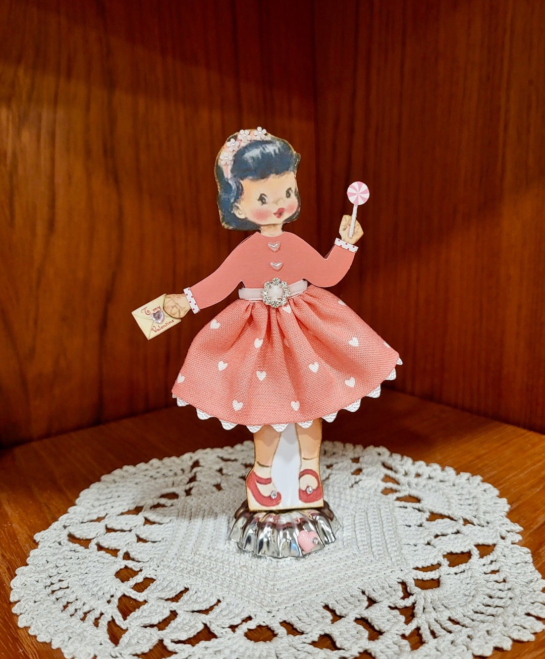Valentine Paper Doll Handmade Paper Doll Valentine Tart Tin - Etsy