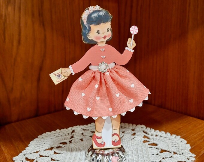 Valentine Paper Doll, Handmade Paper Doll, Valentine Tart Tin ...