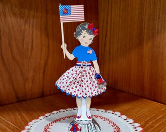 Handmade Patriotic Paper Doll, Fourth of July Paper Doll, Memorial Day ...