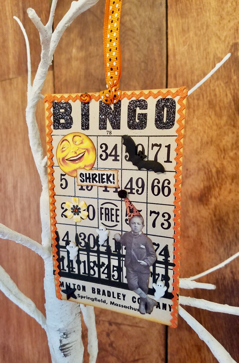 Handmade Halloween Bingo Card Halloween Feather Tree | Etsy