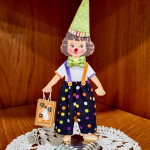 Halloween Paper Doll, Paper Doll Clown, Handmade Halloween Decoration ...
