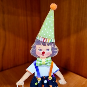 Halloween Paper Doll, Paper Doll Clown, Handmade Halloween Decoration ...