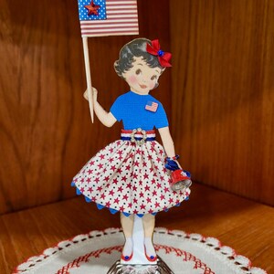 Handmade Patriotic Paper Doll, Fourth of July Paper Doll, Memorial Day ...
