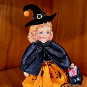 Handmade Witch Paper Doll, Halloween Paper Doll, Halloween Decoration ...