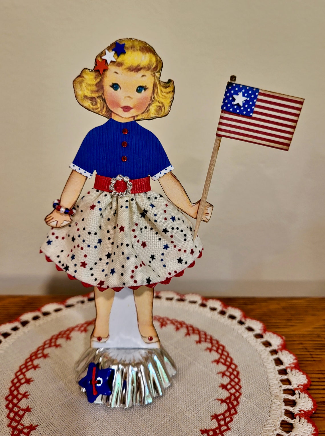 Handmade Patriotic Paper Doll Fourth of July Paper Doll | Etsy