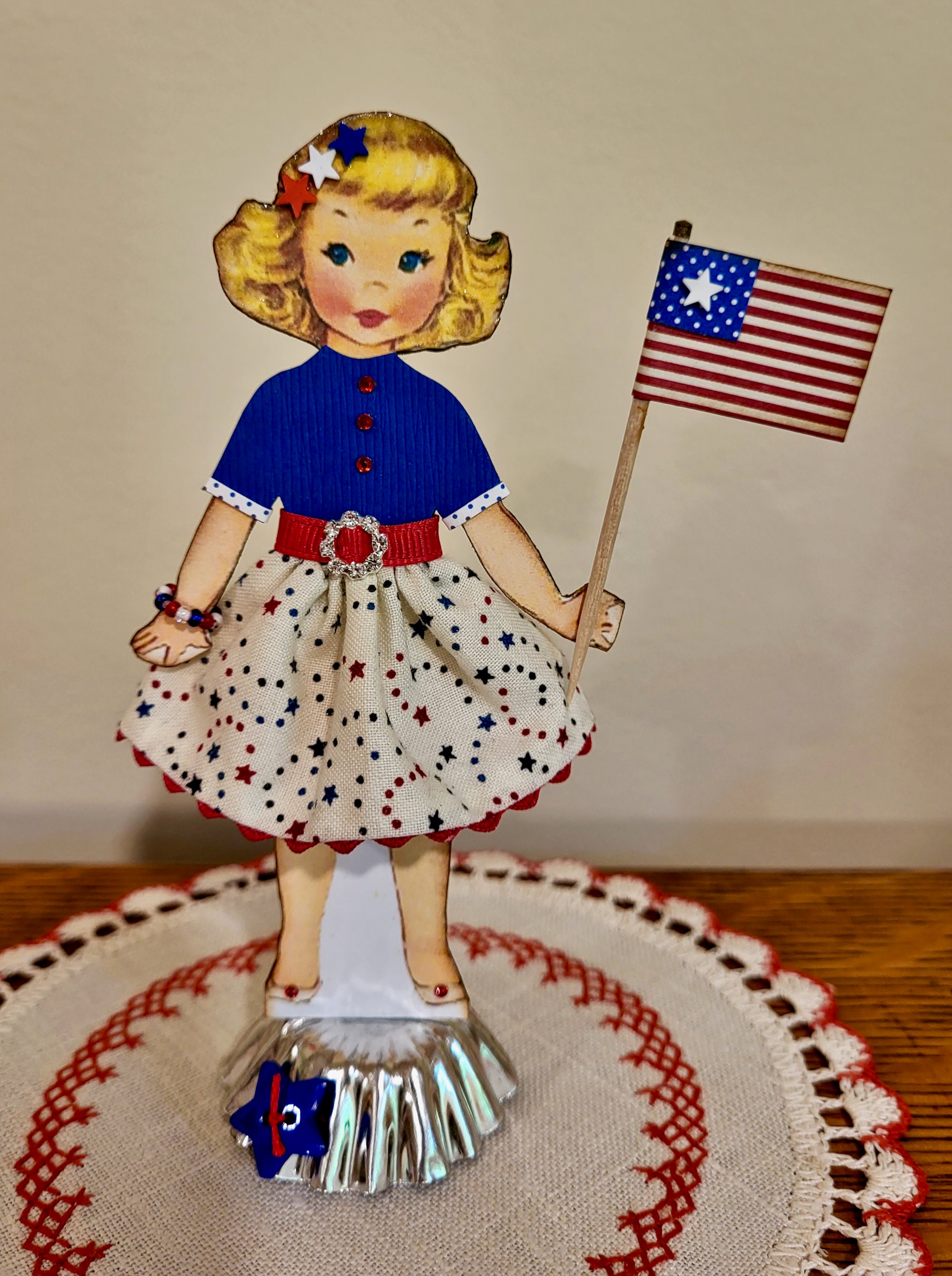 Handmade Patriotic Paper Doll Fourth of July Paper Doll | Etsy