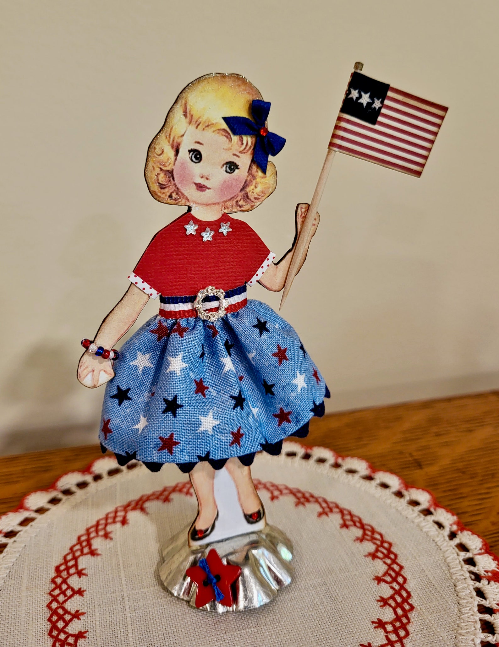 Handmade Patriotic Paper Doll Fourth of July Paper Doll - Etsy