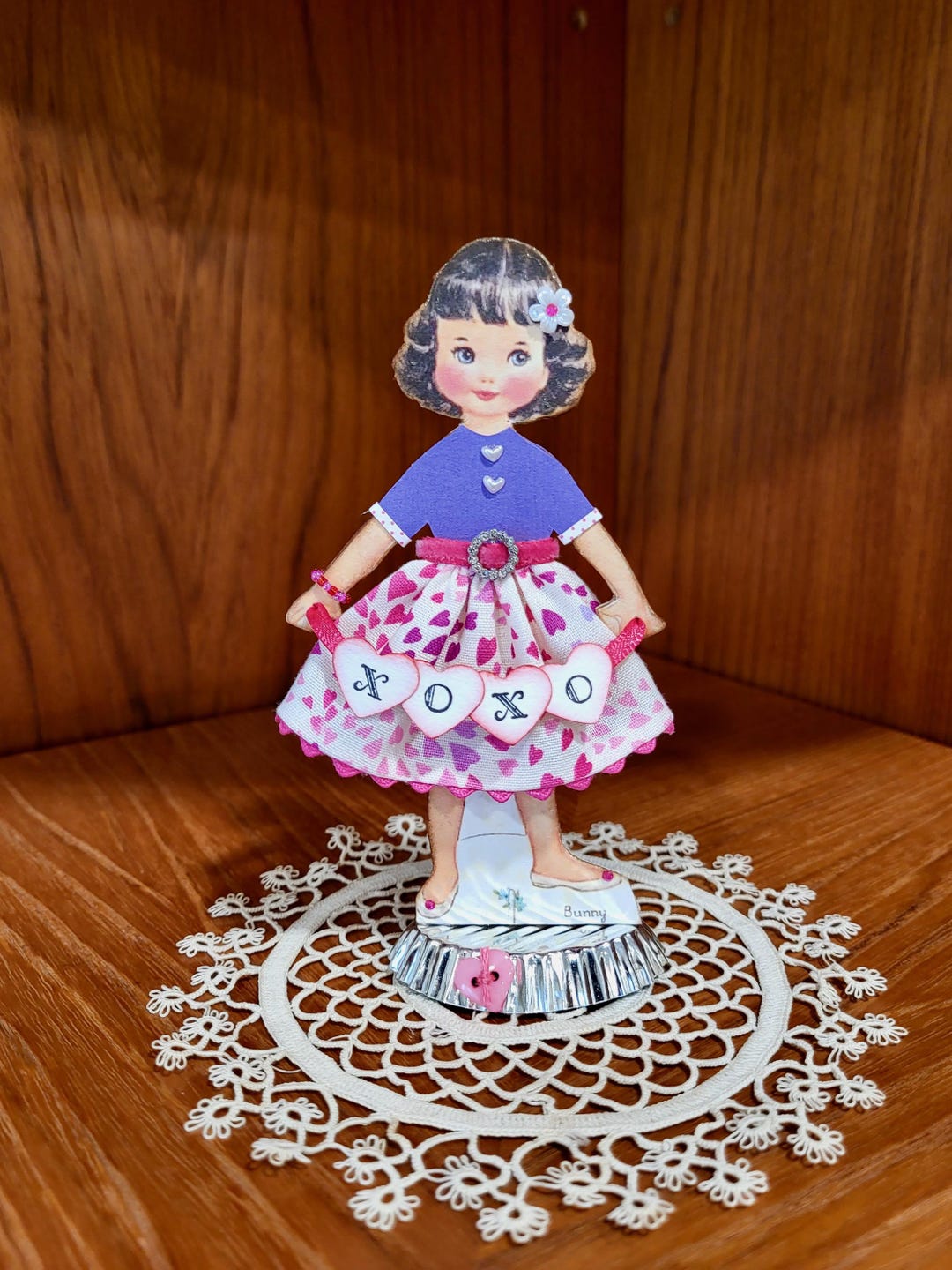 Valentine Paper Doll, Handmade Paper Doll, Valentine Tart Tin ...