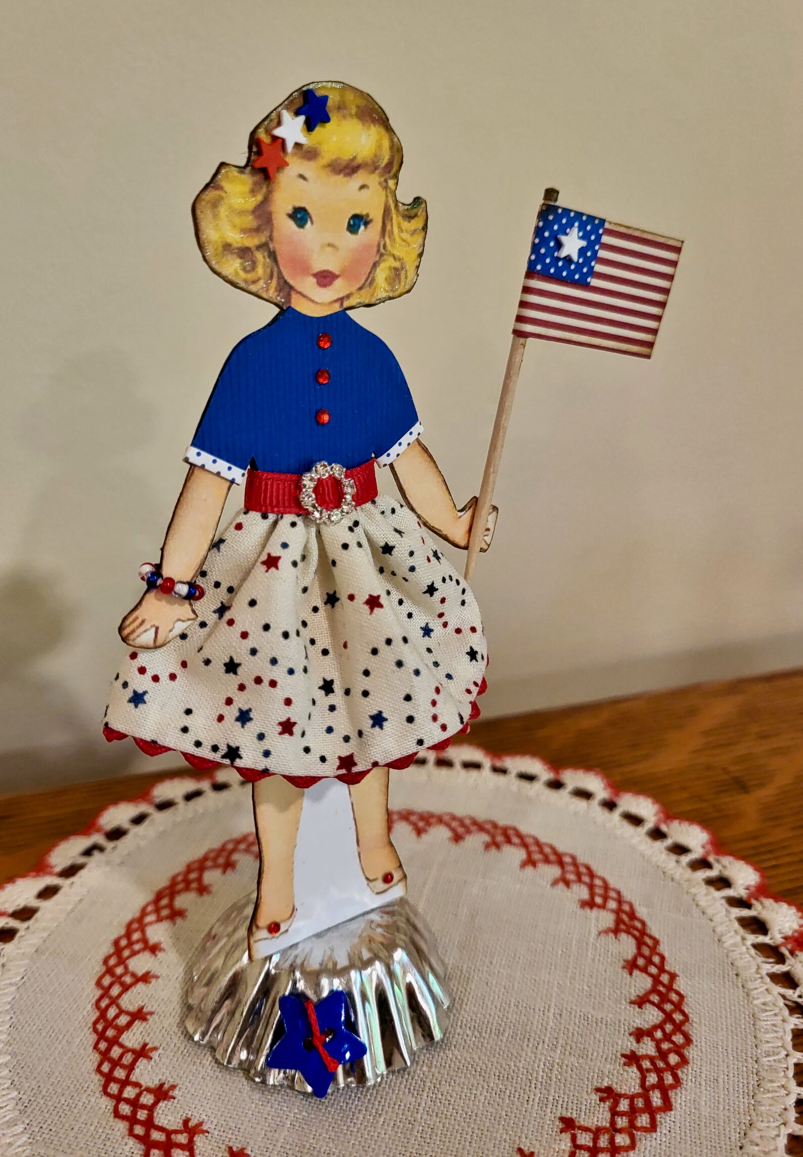 Handmade Patriotic Paper Doll Fourth of July Paper Doll | Etsy