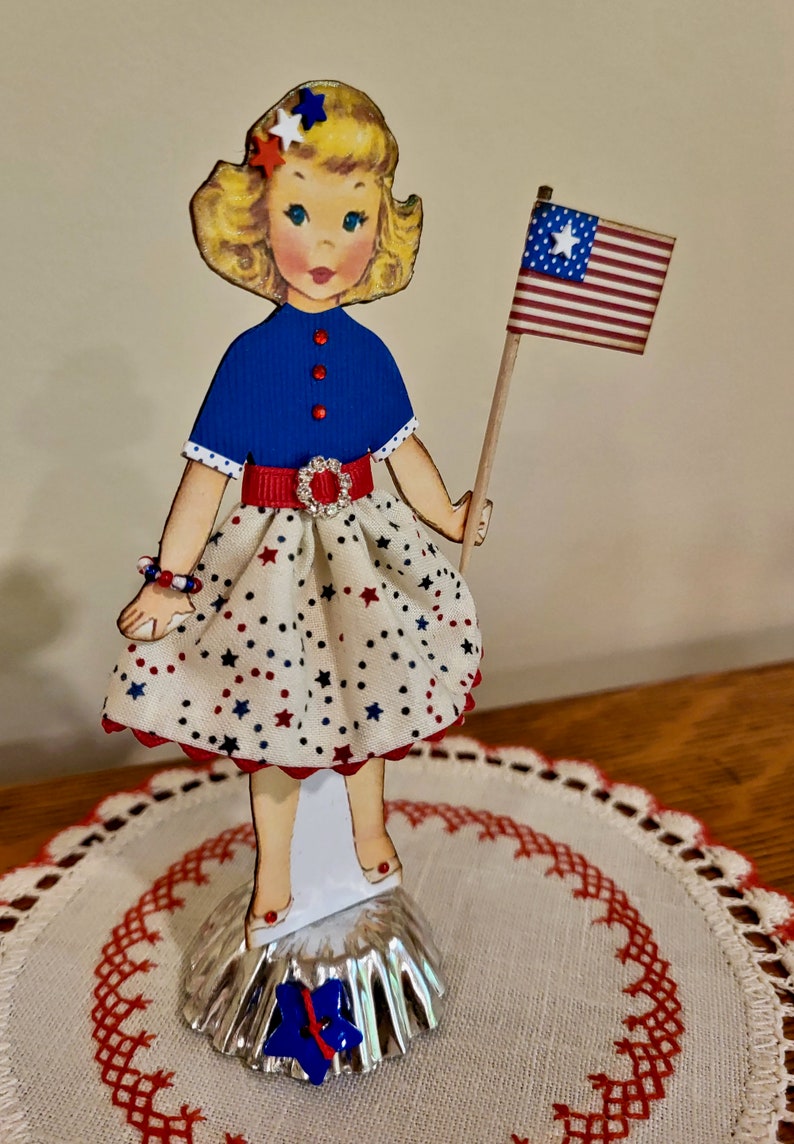 Handmade Patriotic Paper Doll Fourth of July Paper Doll | Etsy