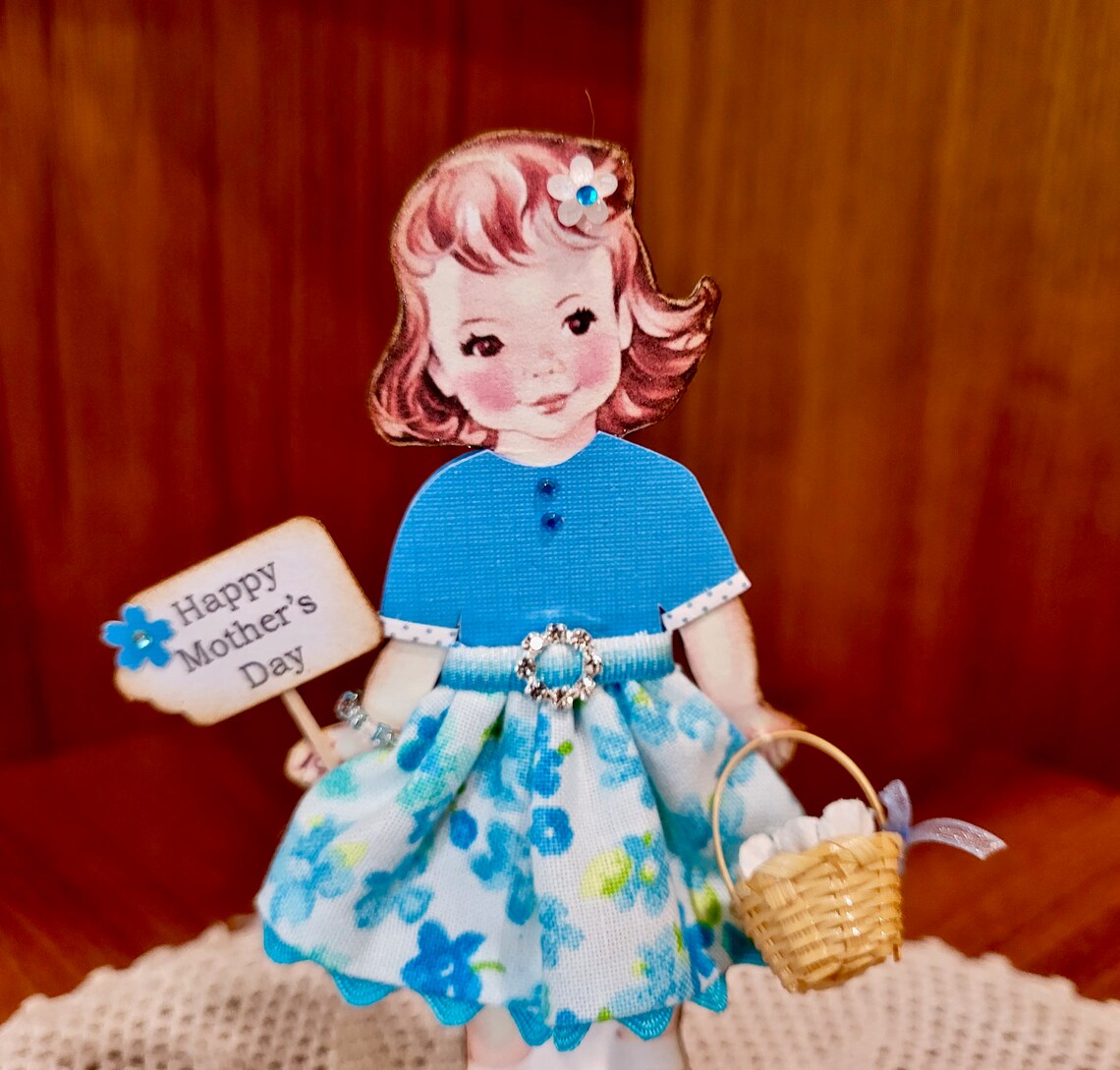 Mother's Day Paper Doll Altered Paper Doll Mixed Media - Etsy