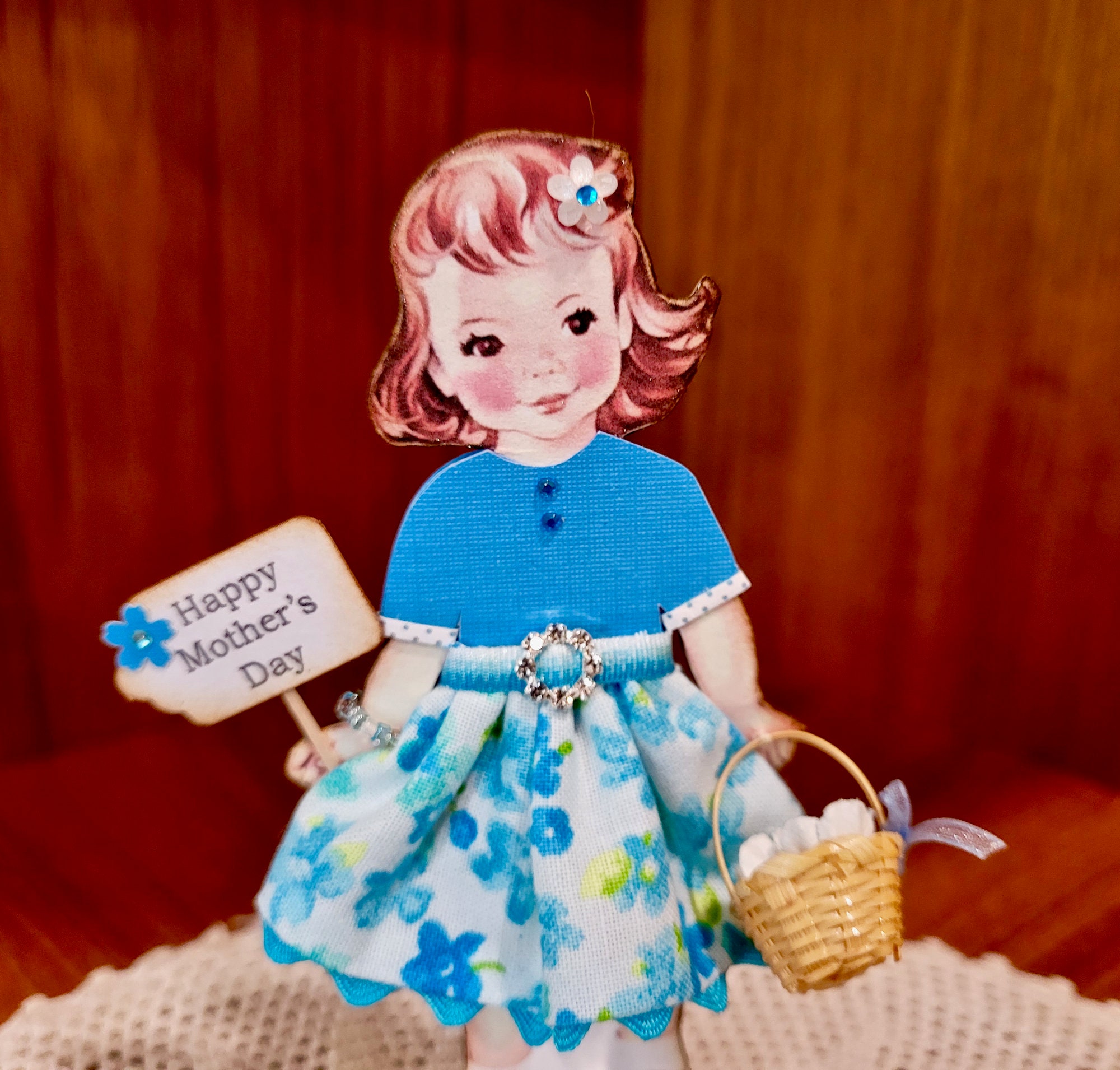 Mother's Day Paper Doll Altered Paper Doll Mixed Media - Etsy