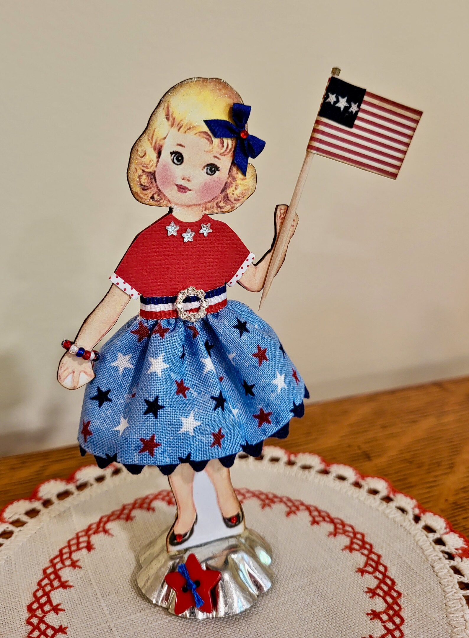 Handmade Patriotic Paper Doll Fourth of July Paper Doll - Etsy