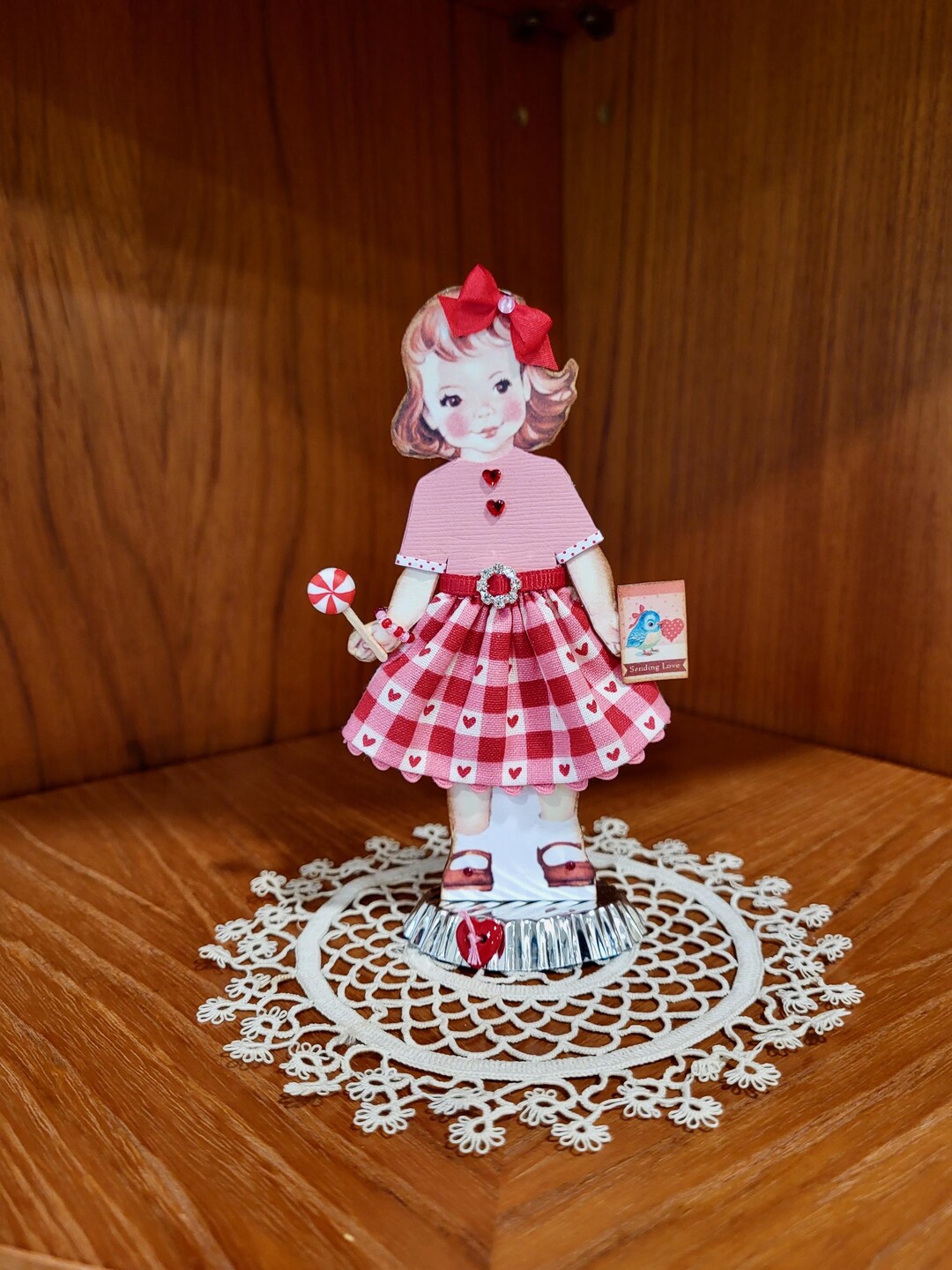 Valentine Paper Doll, Handmade Paper Doll, Valentine Tart Tin ...