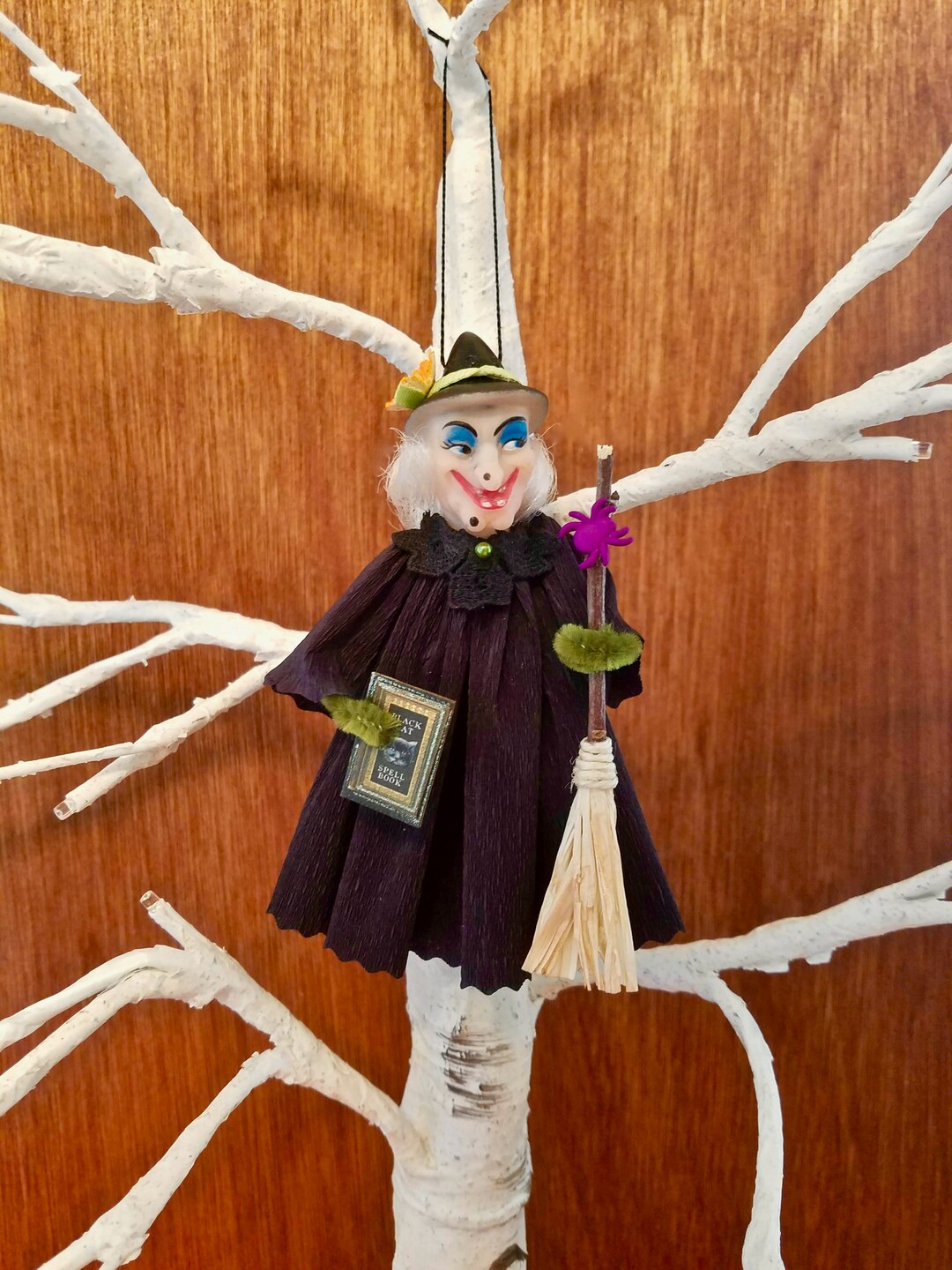Handmade Witch Vintage Witch Head Doll Halloween Feather - Etsy
