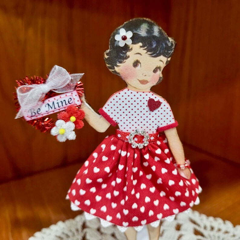 Valentine Paper Doll Handmade Paper Doll Valentine Tart Tin - Etsy