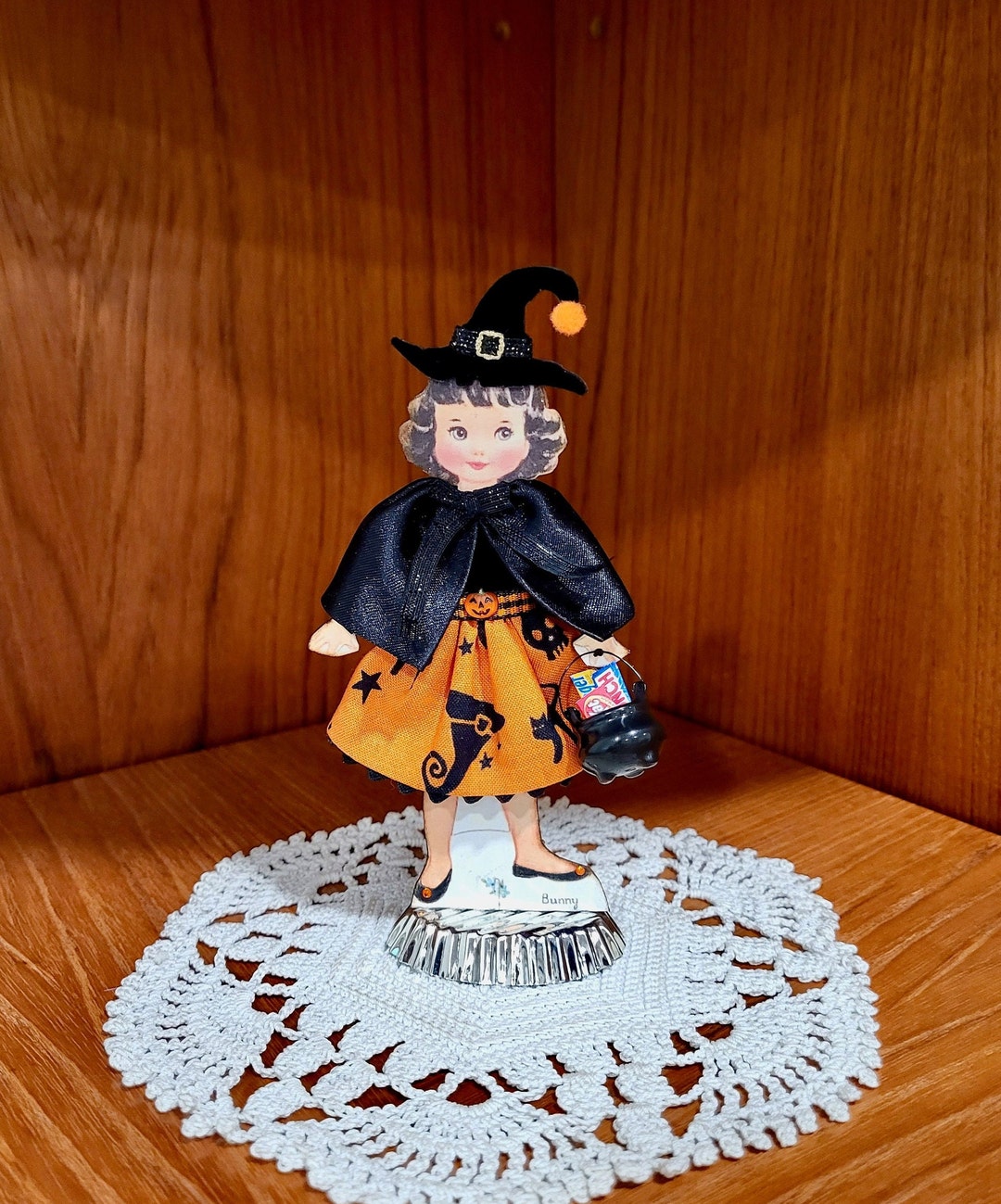 Handmade Witch Paper Doll, Halloween Paper Doll, Halloween Decoration ...
