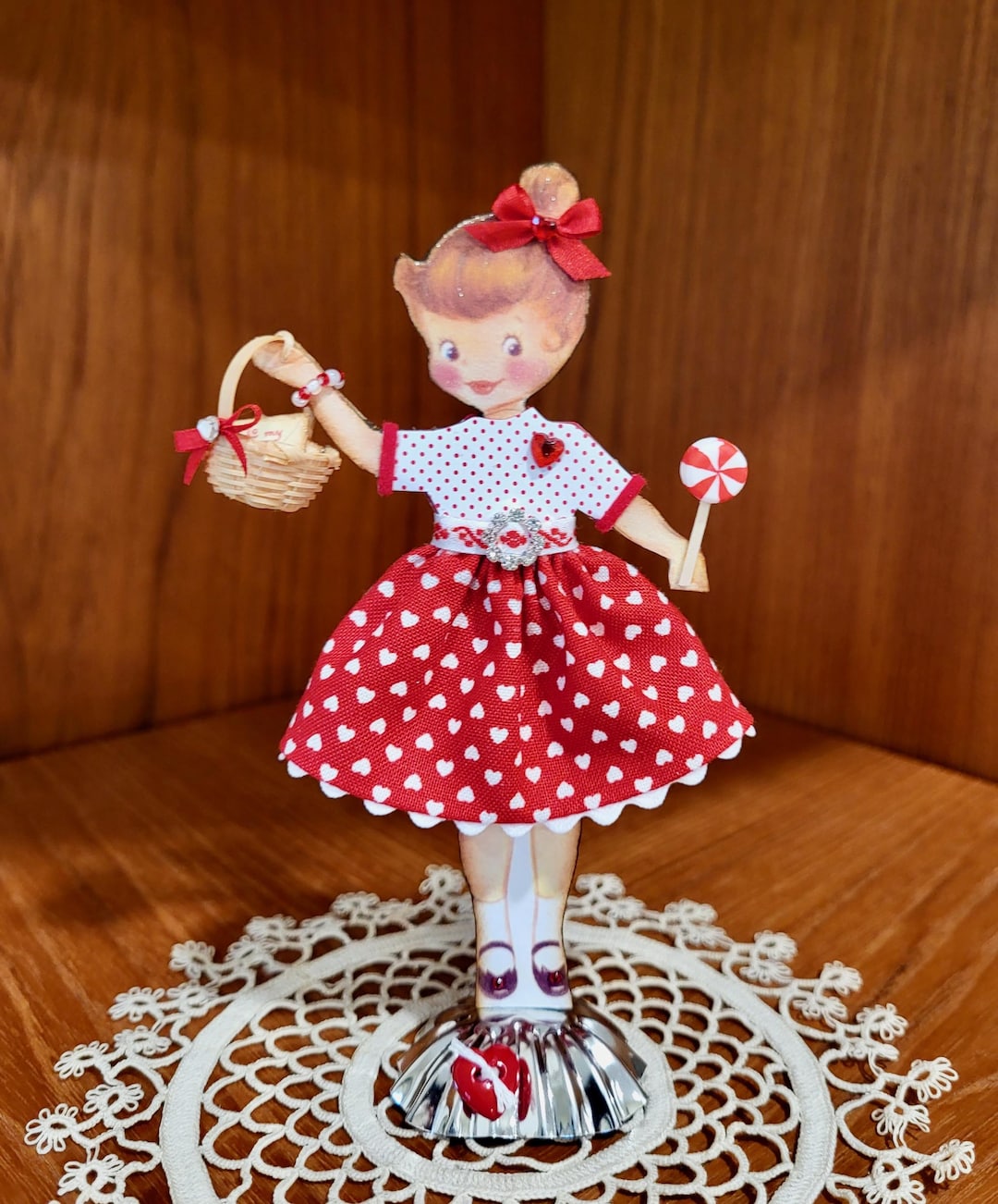 Valentine Paper Doll, Handmade Paper Doll, Valentine Tart Tin ...