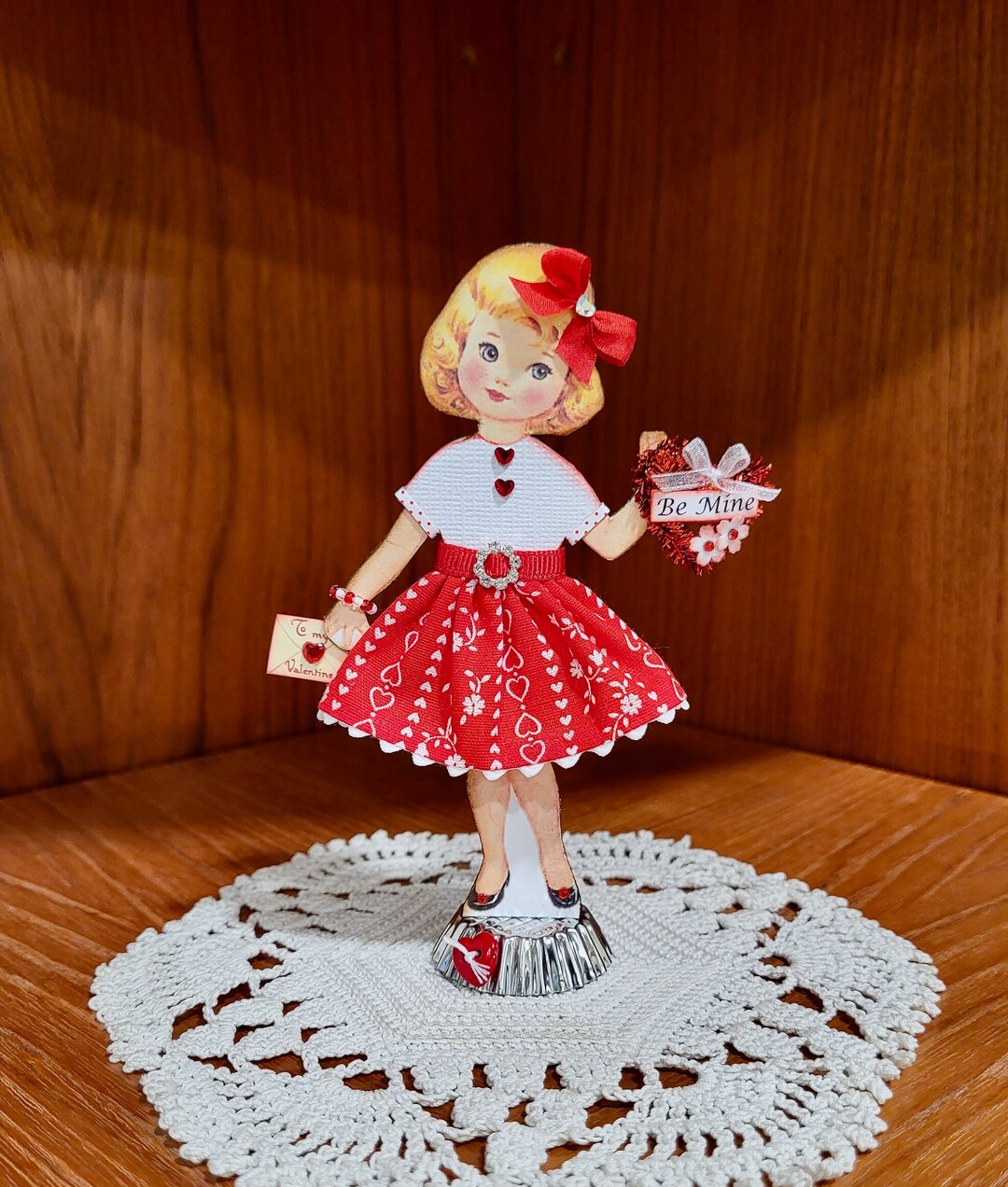 Valentine Paper Doll, Handmade Paper Doll, Valentine Tart Tin ...