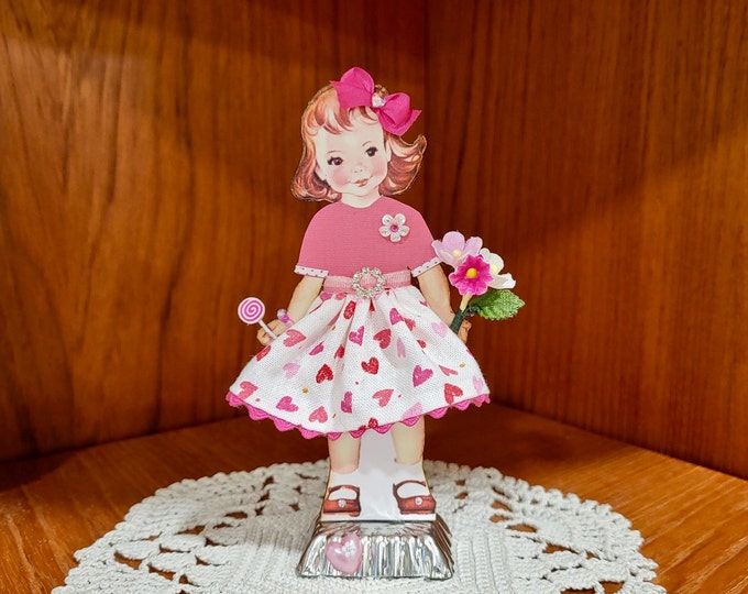 Valentine Paper Doll, Handmade Paper Doll, Valentine Tart Tin ...