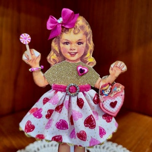 Valentine Paper Doll, Handmade Paper Doll, Valentine Tart Tin ...