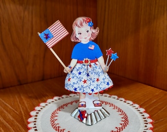 Handmade Patriotic Paper Doll, Fourth of July Paper Doll, Memorial Day ...