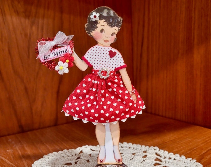 Valentine Paper Doll, Handmade Paper Doll, Valentine Tart Tin ...
