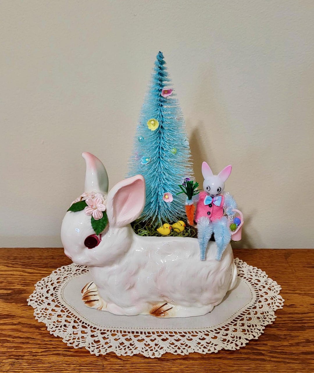 Easter Assemblage, Vintage Easter Planter Decoration, Bump Chenille ...