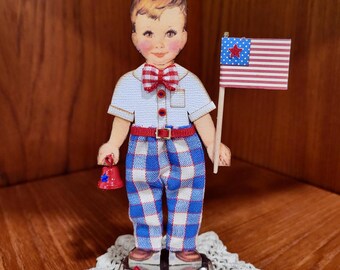 Handmade Patriotic Paper Doll, Fourth of July Paper Doll, Memorial Day ...