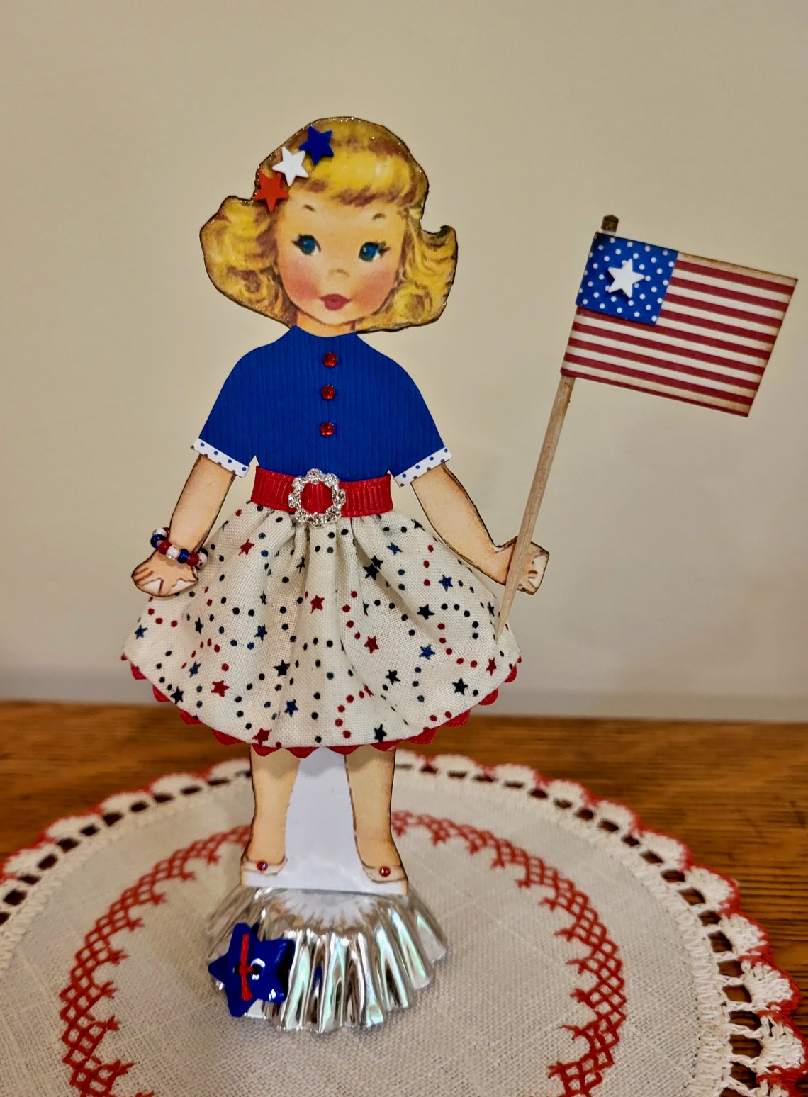 Handmade Patriotic Paper Doll Fourth of July Paper Doll | Etsy