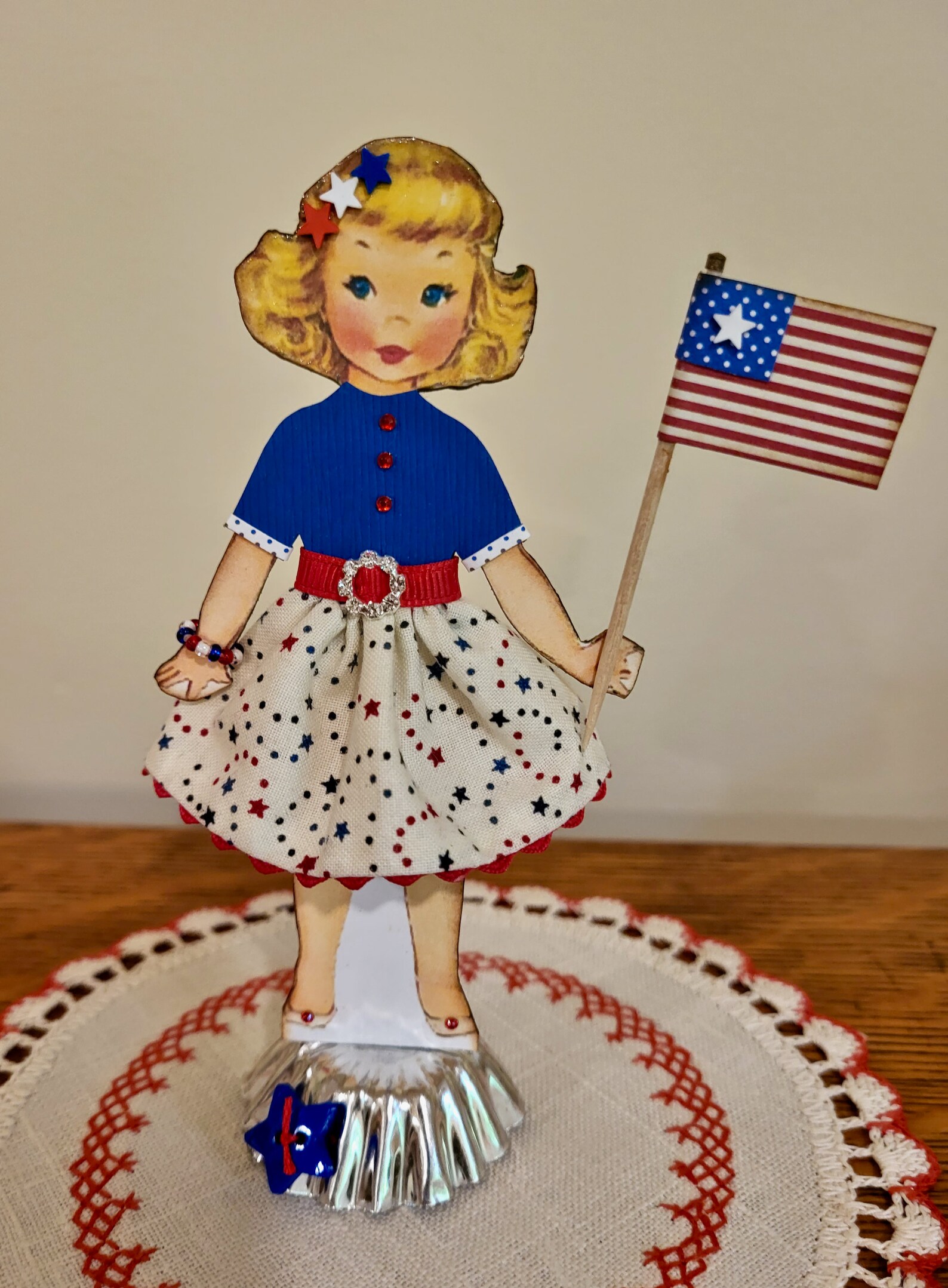 Handmade Patriotic Paper Doll Fourth of July Paper Doll | Etsy