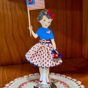 Handmade Patriotic Paper Doll, Fourth of July Paper Doll, Memorial Day ...