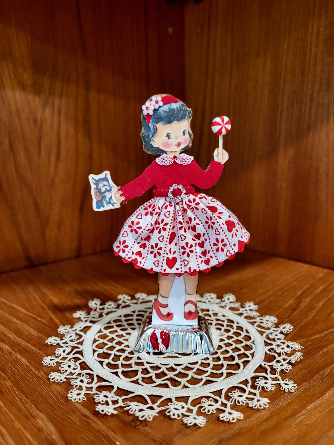 Valentine Paper Doll, Handmade Paper Doll, Valentine Tart Tin ...