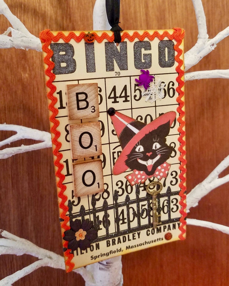 Handmade Halloween Bingo Card Halloween Feather Tree | Etsy
